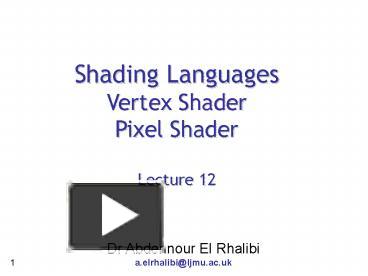 Shading Languages presentation | free to view