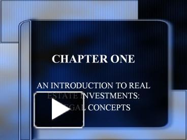 PPT – CHAPTER ONE PowerPoint presentation | free to download - id ...