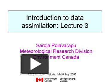 PPT – Introduction to data assimilation: Lecture 3 PowerPoint ...