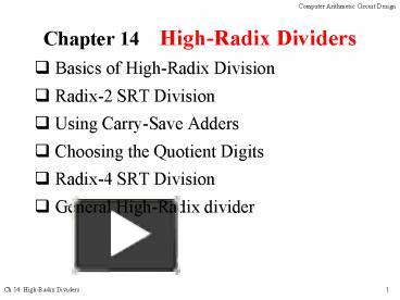 Chapter 14 HighRadix Dividers presentation | free to view