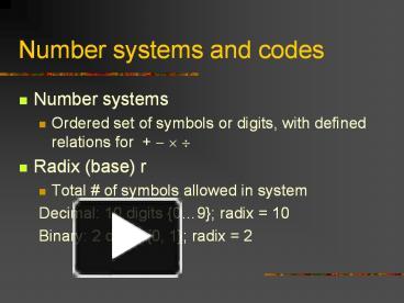 PPT – Number systems and codes PowerPoint presentation | free to ...