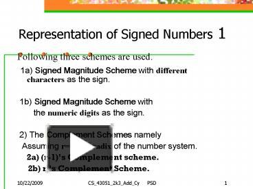 PPT – Representation of Signed Numbers 1 PowerPoint presentation | free ...