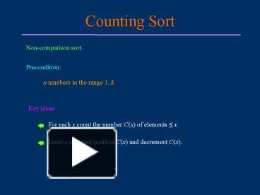 Counting Sort presentation | free to view