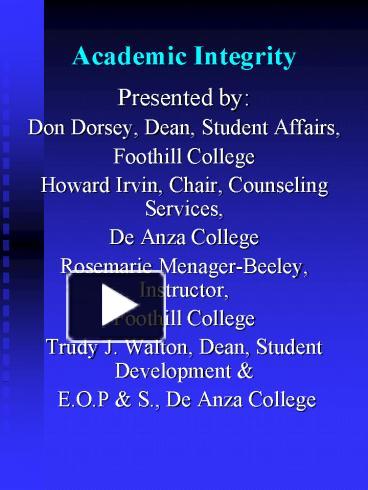PPT – Academic Integrity PowerPoint presentation | free to view - id ...