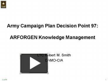PPT – Army Campaign Plan Decision Point 97: ARFORGEN Knowledge ...