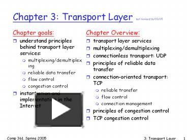 PPT – Chapter 3: Transport Layer last revised 16/03/05 PowerPoint ...