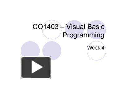 PPT – CO1403 Visual Basic Programming PowerPoint presentation | free to ...