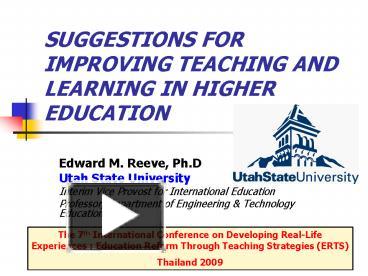 PPT – SUGGESTIONS FOR IMPROVING TEACHING AND LEARNING IN HIGHER ...