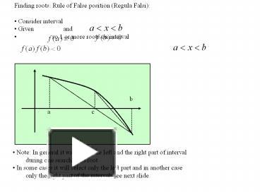 Finding roots: Rule of False position (Regula Falsi): presentation ...