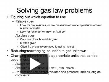 PPT – Solving gas law problems PowerPoint presentation | free to view ...