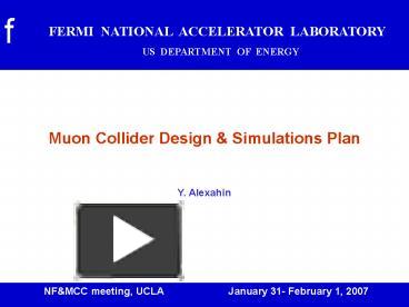 PPT – Muon Collider Design PowerPoint presentation | free to download ...