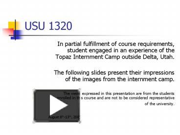 PPT – USU 1320 PowerPoint presentation | free to view - id: 11b838-YWRjN