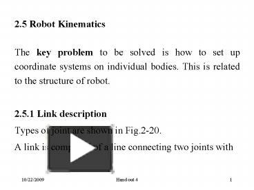 2.5 Robot Kinematics presentation | free to view