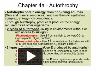Chapter 4a Autothrophy presentation | free to view