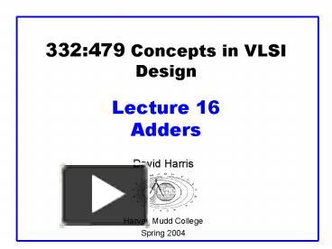 PPT – 332:479 Concepts in VLSI Design Lecture 16 Adders PowerPoint ...