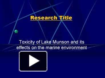 Research Title presentation | free to view