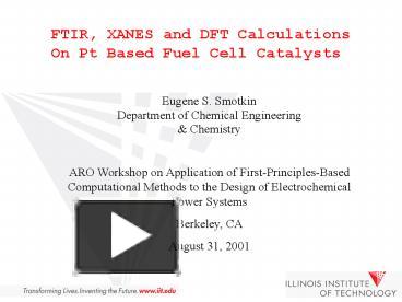 FTIR, XANES and DFT Calculations presentation | free to view