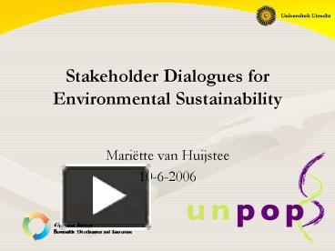Stakeholder Dialogues for Environmental Sustainability presentation ...