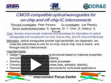 PPT – CMOScompatible optical waveguides for onchip and offchip IC ...
