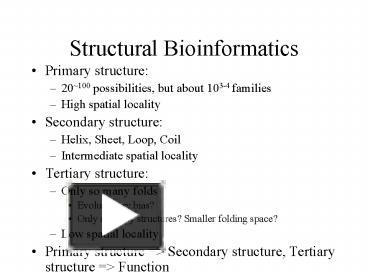 Structural Bioinformatics presentation | free to view
