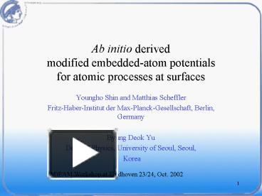 Ab initio derived modified embeddedatom potentials for atomic processes ...