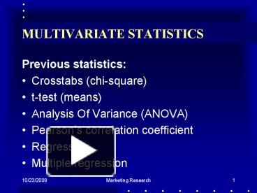 PPT – MULTIVARIATE STATISTICS PowerPoint presentation | free to view ...