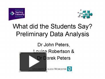 PPT – What did the Students Say Preliminary Data Analysis PowerPoint ...