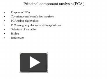 Principal component analysis PCA presentation | free to view