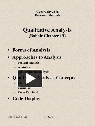 Qualitative Analysis Babbie Chapter 13 presentation | free to view