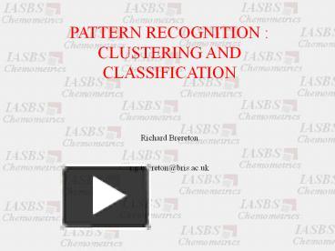 PATTERN RECOGNITION : CLUSTERING AND CLASSIFICATION presentation | free ...
