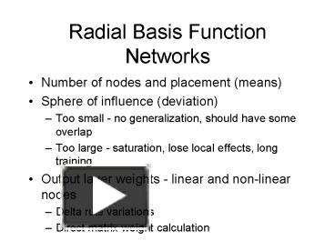 PPT – Radial Basis Function Networks PowerPoint presentation | free to ...
