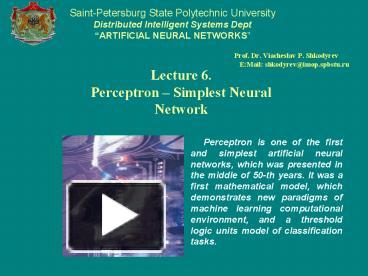 Lecture 6. Perceptron Simplest Neural Network presentation | free to view