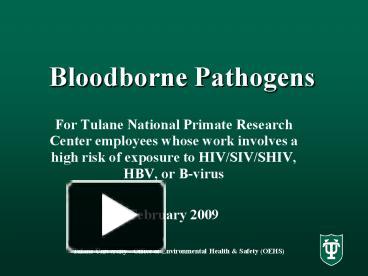 PPT – Bloodborne Pathogens PowerPoint presentation | free to view - id ...