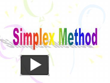 Simplex Method presentation | free to view