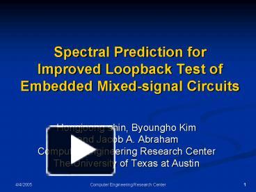 Spectral Prediction for Improved Loopback Test of Embedded Mixedsignal ...
