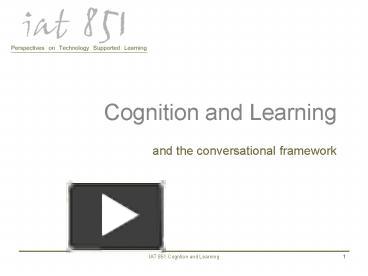 Cognition and Learning presentation | free to view