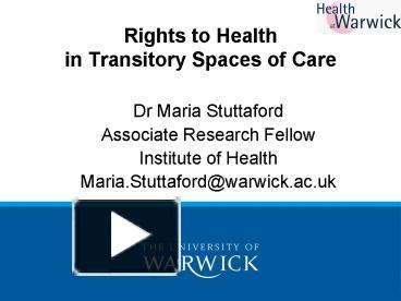 Dr Maria Stuttaford presentation | free to view