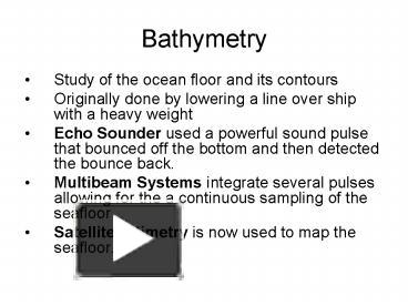 Bathymetry presentation | free to view