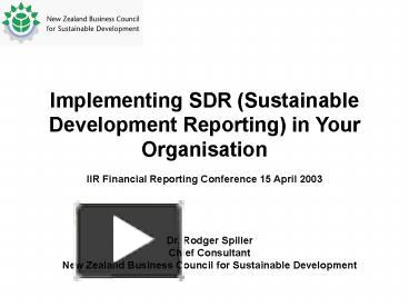 PPT – Implementing SDR Sustainable Development Reporting in Your ...
