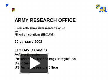 ARMY RESEARCH OFFICE presentation | free to view