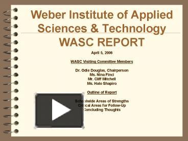 Weber Institute of Applied Sciences presentation | free to view