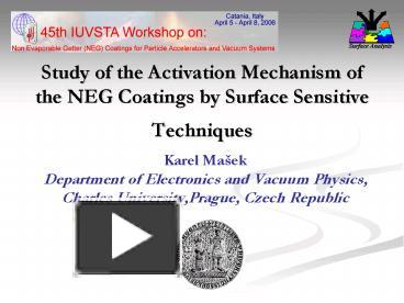 PPT – Study of the Activation Mechanism of the NEG Coatings by Surface ...