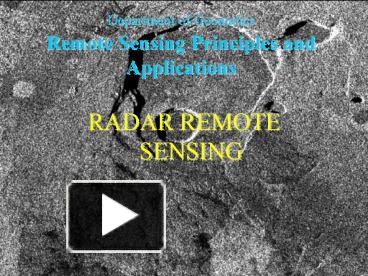 PPT – Department of Geomatics Remote Sensing Principles and ...