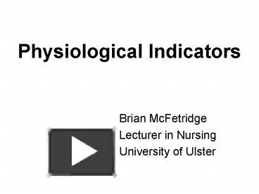 Physiological Indicators presentation | free to view