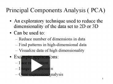 PPT – Principal Components Analysis PCA PowerPoint presentation | free ...