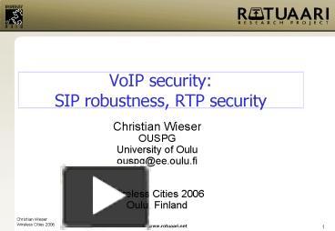 PPT – VoIP security: SIP robustness, RTP security PowerPoint ...