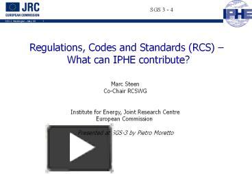 Regulations, Codes and Standards (RCS) presentation | free to download