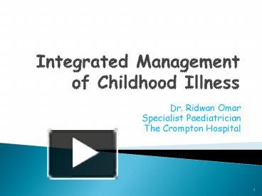 Integrated Management of Childhood Illness presentation | free to view