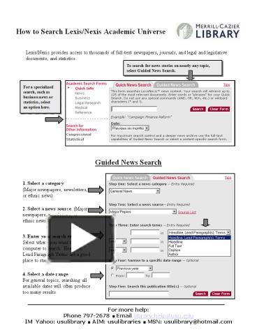 PPT – How to Search Lexis/Nexis Academic Universe ... boxes t ...