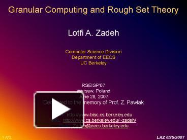 Granular Computing and Rough Set Theory presentation | free to view